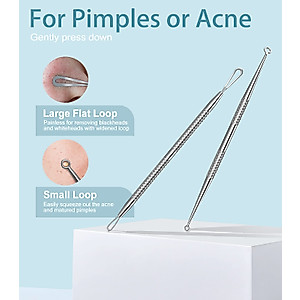 Pimple Popper Tool Kit, Upmore 6PCS Blackhead Remover Professional Stainless Acne Blemish Comedone Extractor Removal Tools with Metal Case and Tweezers for Whitehead Acne on Nose Face