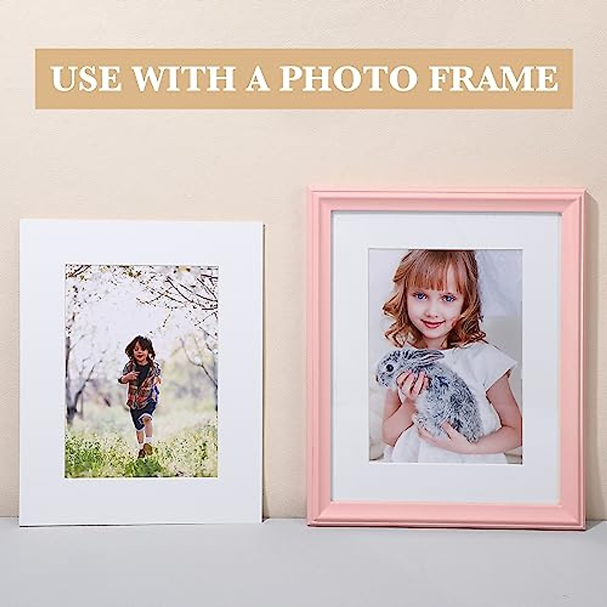 Thyle 20 Pieces 16 x 20 Inches White Picture Mats Show Kit for 11 x 14 Inches Photo White Picture Mats Board Core Bevel Cut Acid Free Mats with 20 Pieces Backing Board Art Mat