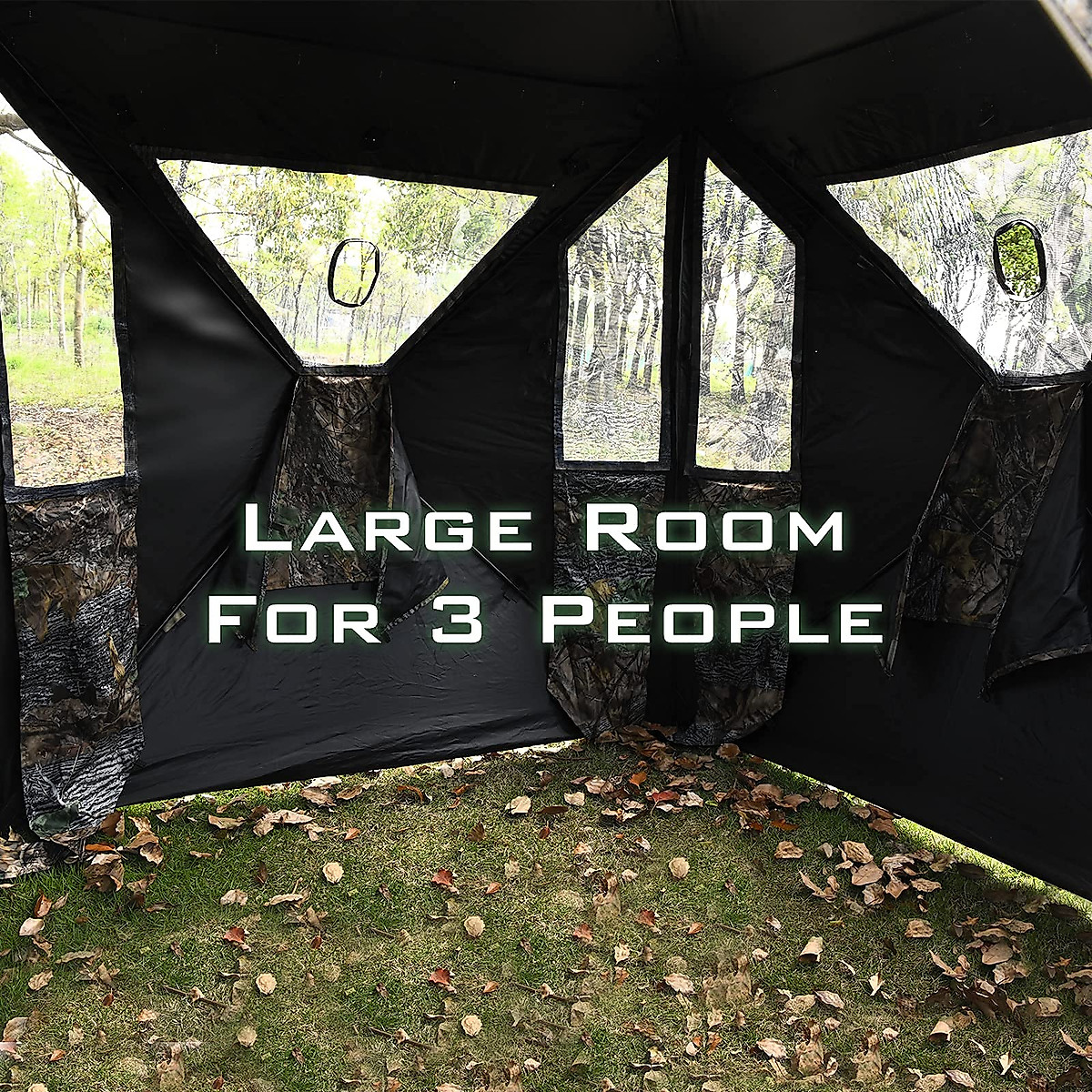Tangkula 3 Person Pop up Ground Blind, Portable Hunting Blind with Mesh Windows, Carrying Bag & Ground Stakes, Camouflage Hunting Tent with Hub System, Camo Deer Blinds for Hunting