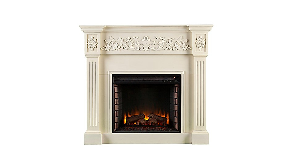 SEI Furniture Calvert Electric Fireplace Ivory - Elegant & Efficient ...