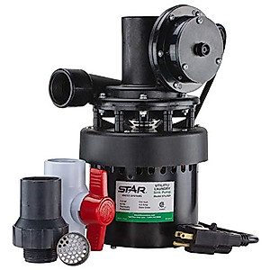 Star STL001 Automatic Utility/Laundry Sink Pump (1/3 HP) Mounts Directly Under Sink Tub, Heavy-Duty Thermoplastic, 115V, Includes Drain Screen, Check Valve & Ball Valve