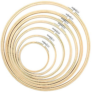 Caydo 7 Pieces 7 Sizes Embroidery Hoops Set 4 inch to 12 inch Bamboo Circle Cross Stitch Hoop Rings for Craft Sewing and Ornaments