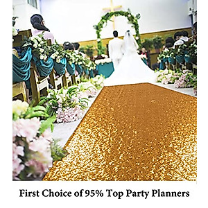 Aisle Runner for Wedding-15FTx2FT-Deep Gold Sequin Aisle Runner Indoor Outdoor Ceremonies Decor Carpet Runner Church Runner Wedding Walkway Carpet Runner Rugs Aisle Runner Sequins (2FTx15FT, Gold)