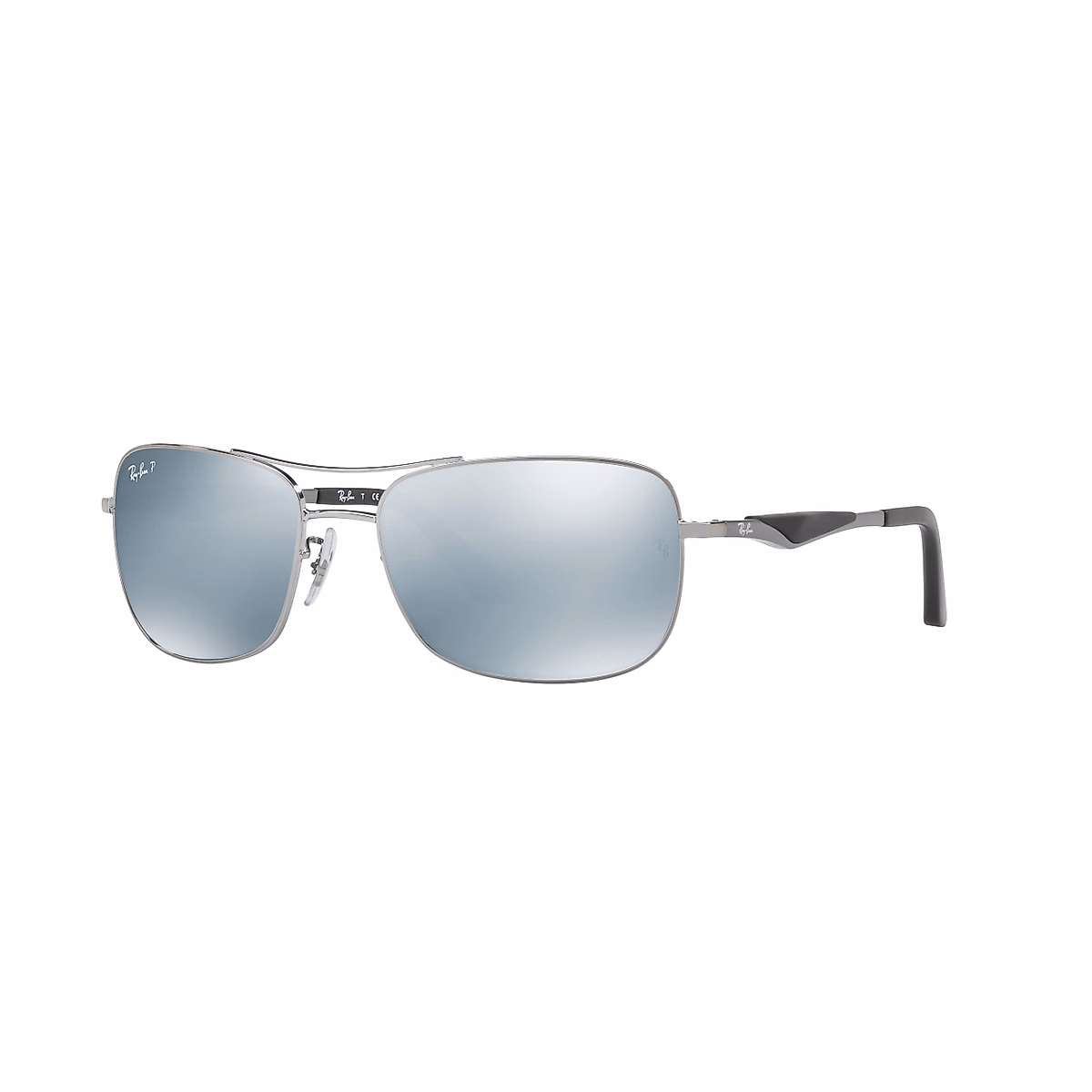 Ray-Ban Men's Rb3515 Square Sunglasses, Gunmetal/Polarized Green Mirrored Silver, 61 mm