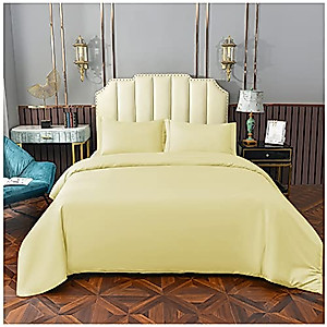 Bamboo Microfiber Duvet Cover Set - Soft Cooling Duvet Cover Queen Size 3 Pieces Hotel Bedding Comforter Cover with Zipper Closure & Corner Ties 90" x 90"