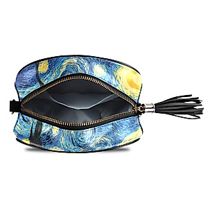 ALAZA PU Leather Small Crossbody Bag Purse Wallet Starry Night Sky Van Gogh Cell Phone Bags with Adjustable Chain Strap & Multi Pocket