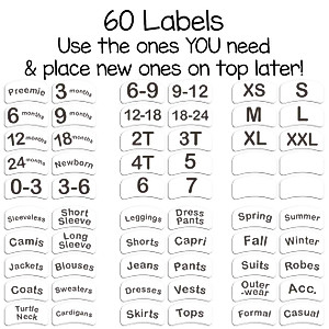 Baby Boy Nursery Clothing Size Dividers or Adult Blue Set of 6 Rod Organizers