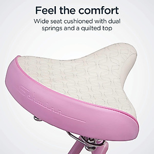 Schwinn Perla Adult Beach Cruiser Bike, Men and Women, 18-Inch Step-Through Steel Frame, 7-Speed Drivetrain, Rear Rack, 26-Inch Wheels, Pink