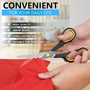 Scissors, WS 8" Multipurpose Scissors Bulk 3-Pack, Razor Sharp Blade Shears, Comfort-Grip Handles,Left/Right Handed, Strong Sharp Scissors Office Home School Sewing Fabric Craft Supplies