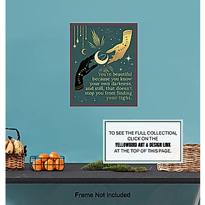 Boho Celestial Witchy Wall Art & Decor - Bohemian Wicca Wiccan Witchcraft Paganism Supplies - Goth Gothic Pagan Witch Decor - Positive Inspirational Quotes Sayings - Encouragement Gifts for Women