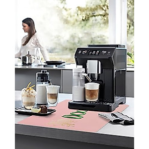 LaBLUUX Coffee Mat for Counter, Winter Christmas Tree with Star Pink Absorbent Hide Stain Coffee Bar Mat, Non-Slip Coffee Bar Accessories Kitchen Drying Mat Fit Under Coffee Maker Espresso Machine