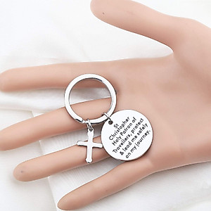 bobauna St Christopher Traveller Keychain Religious Safe Travel Gift (St Christopher journey keychain)