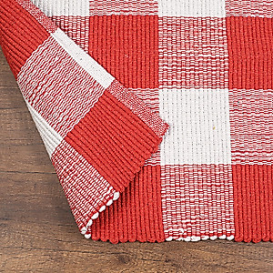 Buffalo Plaid Rugs for Living Room 24x36 inch-Orange White, Kitchen Rugs,Entry Way Rugs, Door Rugs, Area Rugs,Farmhouse Bath Room Rugs,Buffalo Check Rugs,Woven Rag Rugs,2x3 Rugs,Revirsible Rugs Cotton