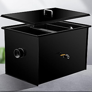 VEVOR Commercial Grease Interceptor 50 LB, Carbon Steel Grease Trap 25 GPM, Grease Interceptor Trap with Side Water Inlet, Under Sink Grease Trap for Restaurant Canteen Factory Home Kitchen