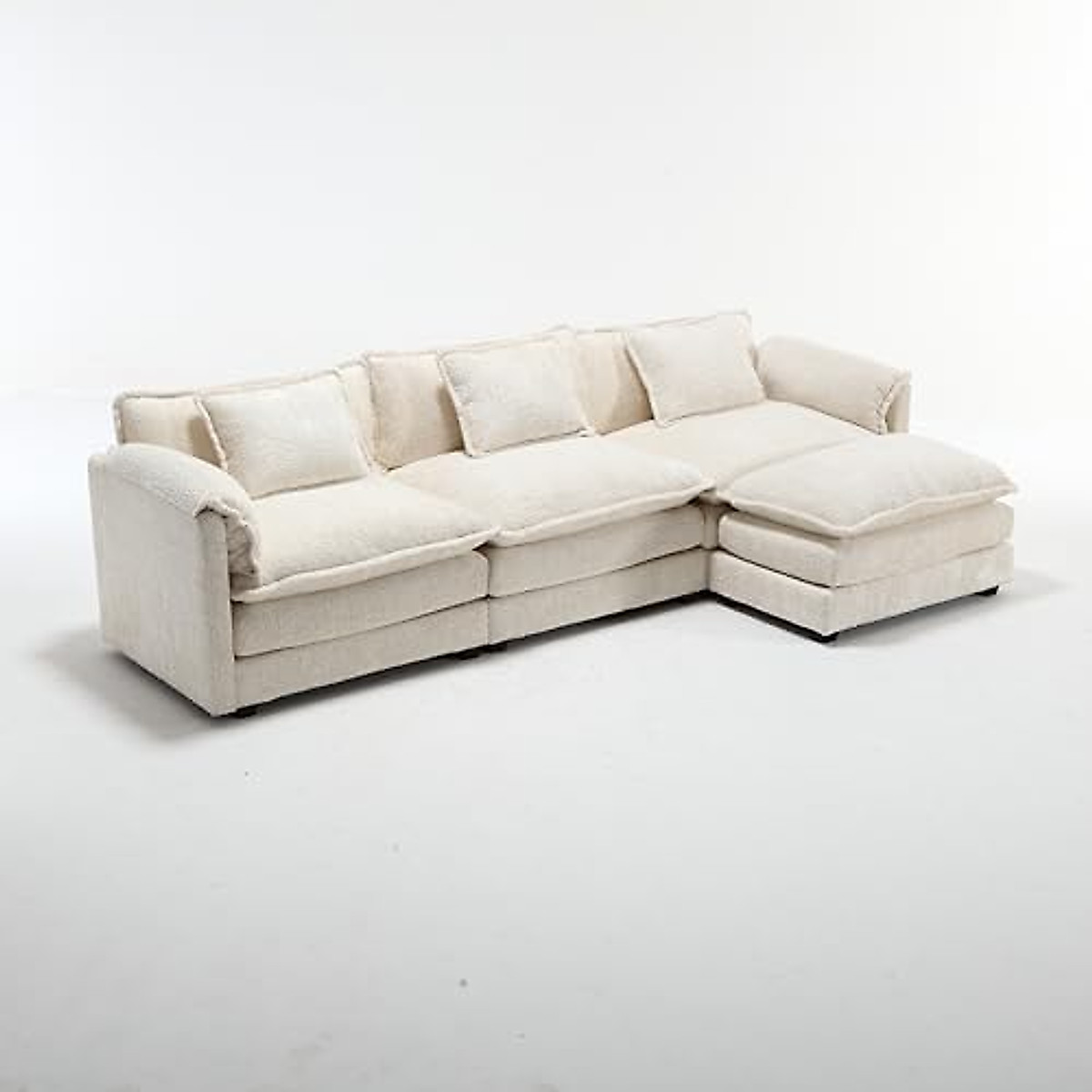 Eafurn L Shaped Convertible Modular Sectional Sofa with Reversible Chaise, 4 Seater Chenille Upholstered Comfy Corner Sofa&Couches with Solid Wood Legs for Living Room Furniture Sets