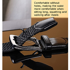 Loveliome Mens Golf Belt, Casual Belts for Men Jeans Adjustable Braided Web Belt, 45 Inches, Grey and Khaki