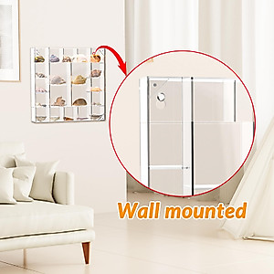 Seashell Display Box Large (20 Grids), Acrylic Magnetic Display Box, Clear Shell Case for Collectibles, Rock Collection Box, Figure Display Case, Wall and Desktop, Gifts for Friends and Family