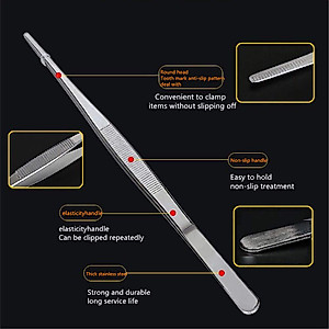 Aniso Long Tweezers- with Precision Serrated Kitchen Tweezers Tongs， for Barbecue and Hand-Made Stainless Steel Cooking Tweezers（10 inches）