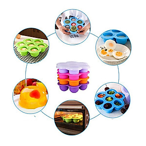 Silicone Egg Bites Molds with Lid for Instant Pot, 2 Packs (For 3qt (6.3"x6.3"x1.6"), Blue+Green)
