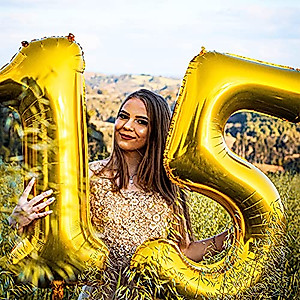 40 Inch Gold Digit Helium Foil Birthday Party Balloons (Gold 1)