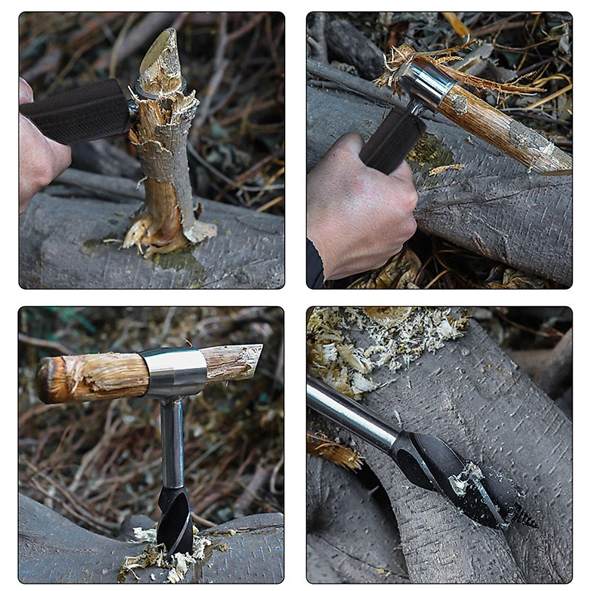 Bushcraft Hand Drill, Tools, Scotch Eyed Wood Auger Drill Bit, Steel Bushcraft Hand Drill Tools, Manual Auger for Outdoor Camping Garden