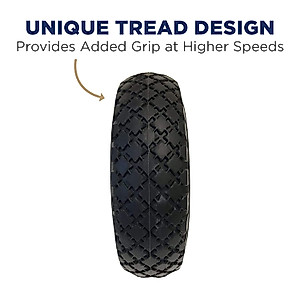 EZ Travel Collection, Heavy Duty Flat Free 10" Tire Wheels, Extra Wide Tires for Wagon, Dolly, Hand Truck, and Cart (Red)