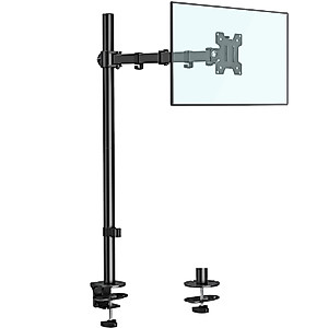 MOUNTUP Single Monitor Desk Mount, Tall Monitor Stand for 13-32 Inch Screen, Fully Adjustable Computer Desk Mount, Articulating Monitor Arm, VESA Mount with Clamp/Grommet Mounting Base, up to 17.6lbs
