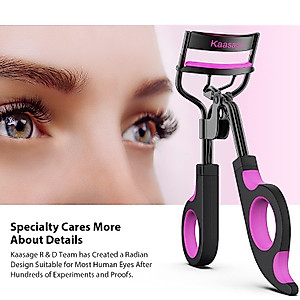 Kaasage Eyelash Curler with Pads - Lash Curler with 5 Extra Silicone Replacement Pads, Achieve Perfect Curls in 5 Seconds