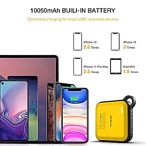 Powerness U36 10050mAh Power Bank Charger with LEDs Panel Light for Cellphones, Tablets, IP67 Waterproof Perfect Lantern Flashlight for Emergency, Car Repairing, Hiking, Workshop, Fishing