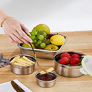 JUANALINE Stainless Steel Food Containers/Bento Lunch Box/Food Storage-Set of 4, 120ML,300ML, 600ML and 1.2L, Leakproof, BPA Free, Portion Control, LT. Green