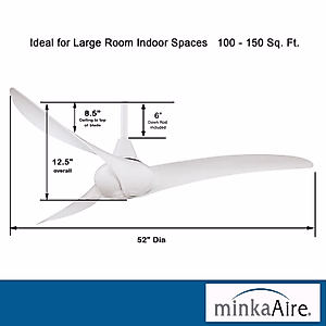 MINKA-AIRE F843-WH Wave 52 Inch 3 Blade Ceiling Fan in White Finish