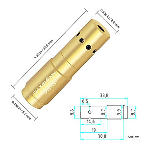 DAXISONN Laser Bore Sight 9mm Bore Sighter Red Laser Boresighter Bore Site Tool for Fast Zeroing with Two Sets of Batteries (3 Batteries/set)