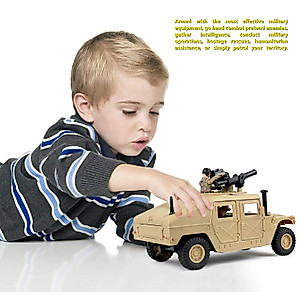Click N' Play Military 20 Piece Play Set with Humvee Vehicle, Includes 2 Soldier Action Figures, Missile Launchers, Rifles, and More, Army Playset for Boys 6+,Tan