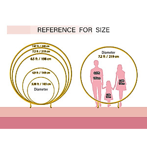 Aisto Round Backdrop Stand 7.2FT Arch Balloon Golden Metal Circle Garland Frame with Base for Wedding Birthday Party Baby Shower Graduation Decoration