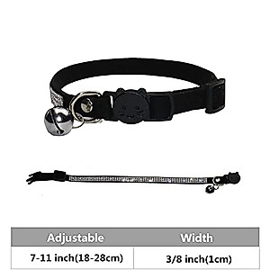 WDPAWS Rhinestones Cat Collars Adjustable Bling Pet Collars Cat Collar Breakaway with Bells Soft Velvet Collar Adjustable Safety Cat Collar with Bell for Cats and Small Dogs (Black)
