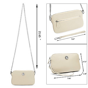 YALUXE Leather Wristlets for Women Clutch Wallet Wrist Strap Crossbody Zip Pocket long Shoulder Chain