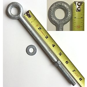 Eye Bolts (1pk) 3/8" x 8" Drop Forged Galv Eye Bolts for Batting Cage Cable Kit