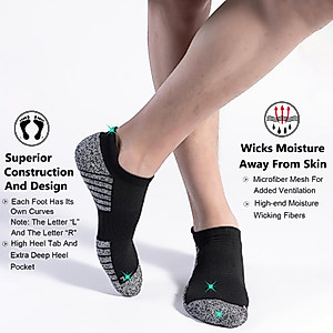 SITOISBE No Show Sports Compression Running Socks for Men Women Circulation 4-pairs, Low Cut Cushioned Socks Moisture Wicking Arch Support for Planter Faciatis Golf Exercise, Black, Medium