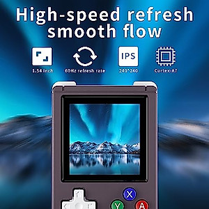 RG Nano Retro Handheld Game Console , Aluminum Alloy CNC Support Clock , Music Player Function 1.54 Inch IPS Screen 64G TF Card 5405 Games with Portable Bag (Purple)