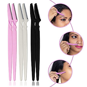 REVELÉ 6 Pack Eyebrow Razor Trimmer [Extra Precision] Disposable Facial Hair Remover, Derma-planing Shaving Tool - Facial Shave for Men & Women