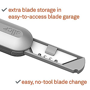 Metal-Handle Utility Knife, Finger Friendly Ceramic Blade, Auto Retracts for Safety, Heavy Metal Handle, Comfortable Grip, Stores Extra Blade, Ambidextrous, Easy Blade Change