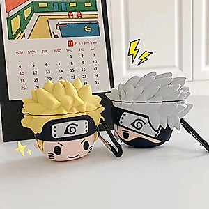 weekoohy Case for AirPod 1/2 Cartoon Design Cute Silicone Cover with Keychain Fashion Funny Shockproof Soft Protective Skin for AirPods1/2 Case.(Kakashi Gray)