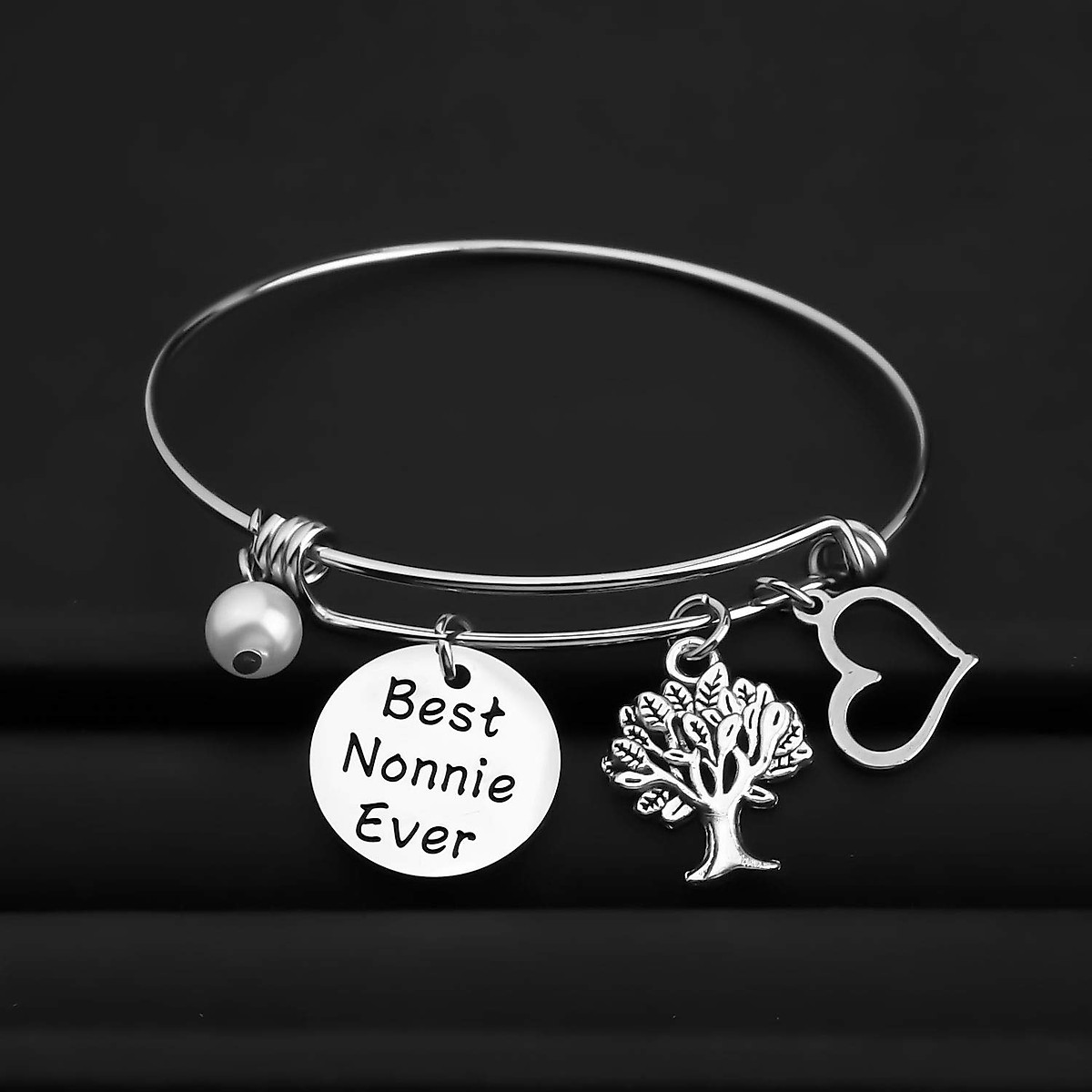 Lywjyb Birdgot Best Nonnie Ever Gift Best Nonnie Ever Bracelet Gift Best Nonnie Ever Funny Mother's Day Gift Best Nonnie Ever Christmas Gift (Nonnie br)