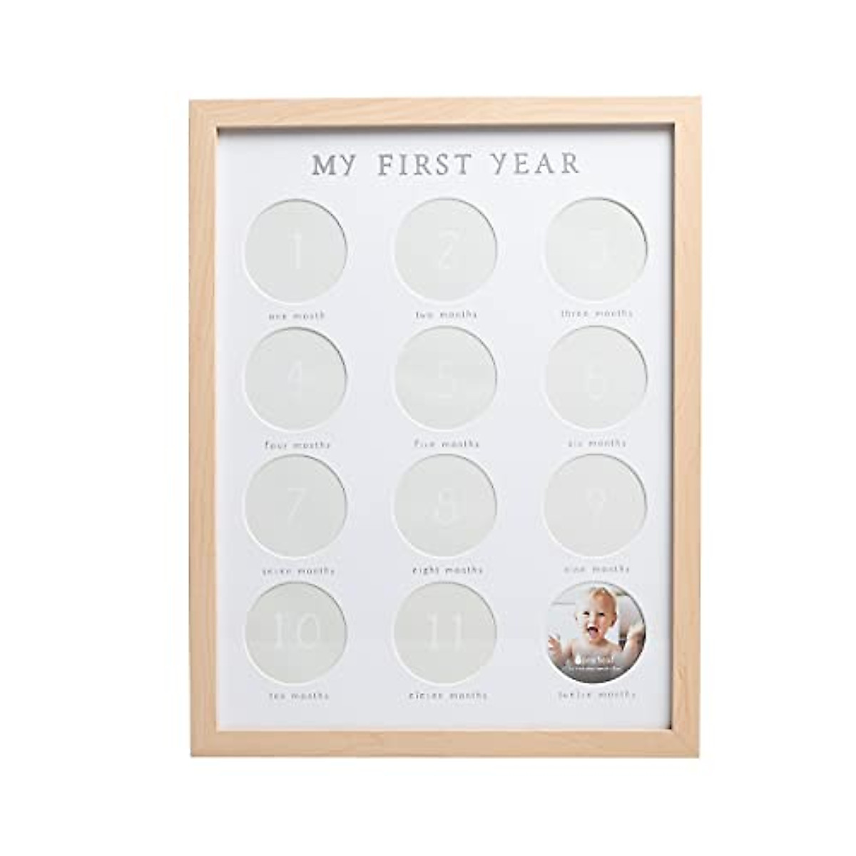 Pearhead Baby's First Year Photo Frame, Monthly Growth Baby Picture Frame, Gender-Neutral Baby Frame, Wooden