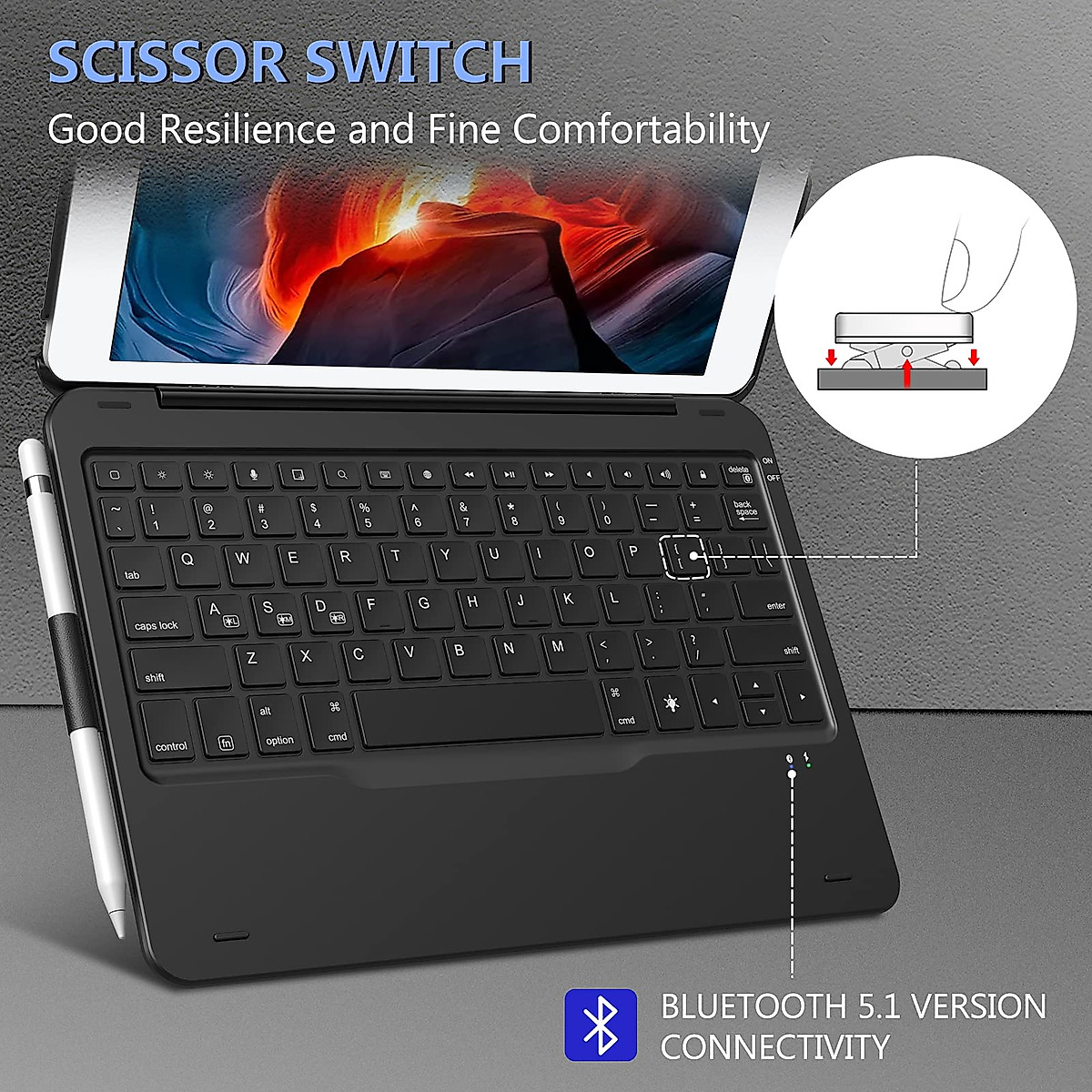 FINTIE Keyboard Case for iPad 10.2 inch 9th / 8th / 7th Generation (2021/2020 / 2019), 7 Color Backlit Wireless Bluetooth Keyboard, Magnetically Detachable Cover, Auto Sleep Wake, Black