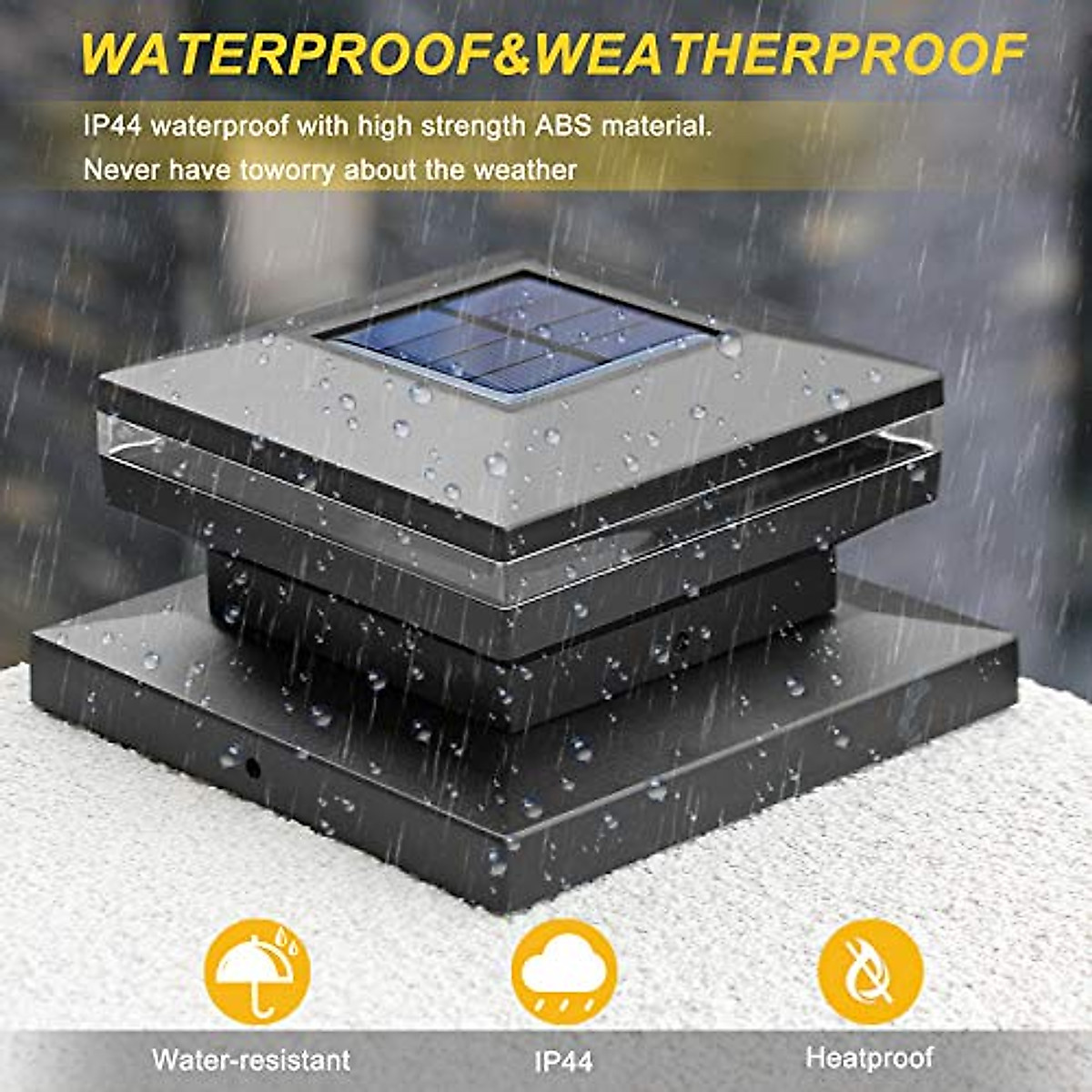 Solar Post Cap Lights, Waterproof Outdoor Post Cap Light for Fence Deck or Patio,Fit 4x4,6x6 Wooden Post,4 Packs