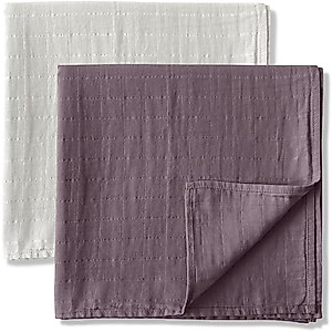 MOZAH Organic Muslin Swaddle Blankets - Set of 2 Large Soft Baby Blankets for Girls and for Boys 47 x 47 inches - Newborn Swaddle Baby Receiving Blankets Swaddling Wrap (Charcoal and Grey)