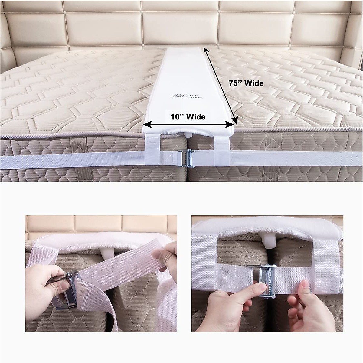 Elif Bed Bridge Connector - Twin to King Converter Kit, 25D Memory Foam Bed Gap Filler, Adjustable Mattress Connector for Bed with Extra Wide Design, Non-Slip Design (Twin)