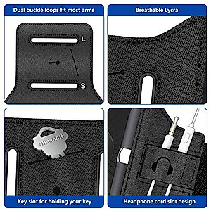 VUP Running Armband 360°Rotatable for iPhone 14/13/Pro Max/Pro/Mini/12/11/SE/Xs/XR/X/8/7/Plus, Fits All 4-6.7 Inch Smartphones, with Key Holder Phone Armband for Running Hiking Biking (Black)