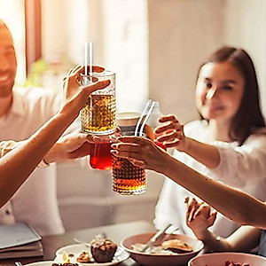 HAUTOCO 12 Pack Reusable Glass Straws Clear Drinking Straw 8.5"x10mm, 6 Straight and 6 Bent Glass Straw with 2 Cleaning Brush for Hot/Frozen Drinks, Cocktail Smoothies Tea Milkshakes, Dishwasher Safe